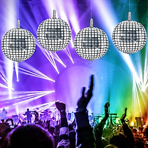 12 Pieces 22 Inch Large Silver Disco Ball Balloons Decorations Big 4D Sphere Disco Balloons for 70s 80s Disco Party Disco Ball Decor Bachelorette Bride Party Dancing Queen Party Decorations