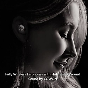 COWON CK11-Bluetooth Headphones Premium True Wireless in-Ear Earbuds, Single Mode 240H Playback, LED Power Display, IPX5 Waterproof, Power Bank Functionality, Wireless Charging, Touch Control, Black