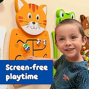 SPARK & WOW Cat Activity Wall Panel - Ages 18m+ - Montessori Sensory Wall Toy - Number Matching Activity - Busy Board - Toddler Room Décor
