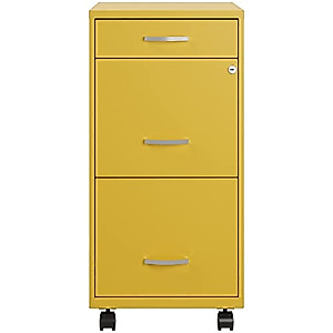 Hirsh Industries Space Solutions 18" D 3 Drawer Mobile Metal File Cabinet Yellow/Goldfinch