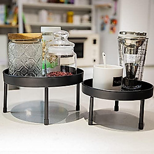 Defined Deco Black Metal Pedestal Stand,Set of 2 Stackable Cake Stand,Food Display Riser,Cupcake Stands Display,Dessert Display Plate Serving Tray for Baby Shower Wedding Birthday Party.