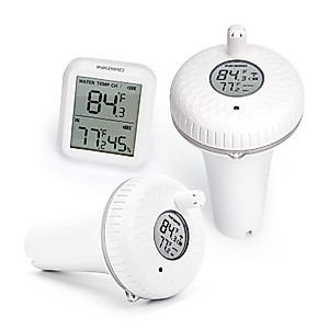 INKBIRD IBS-P01R 2 Wireless Pool Thermometers with Wireless Receiver Set Floating Easy Read, Remote Pool Thermometer for Swimming Pool, Bath Water, and Hot Tubs 2nd Updated Generation