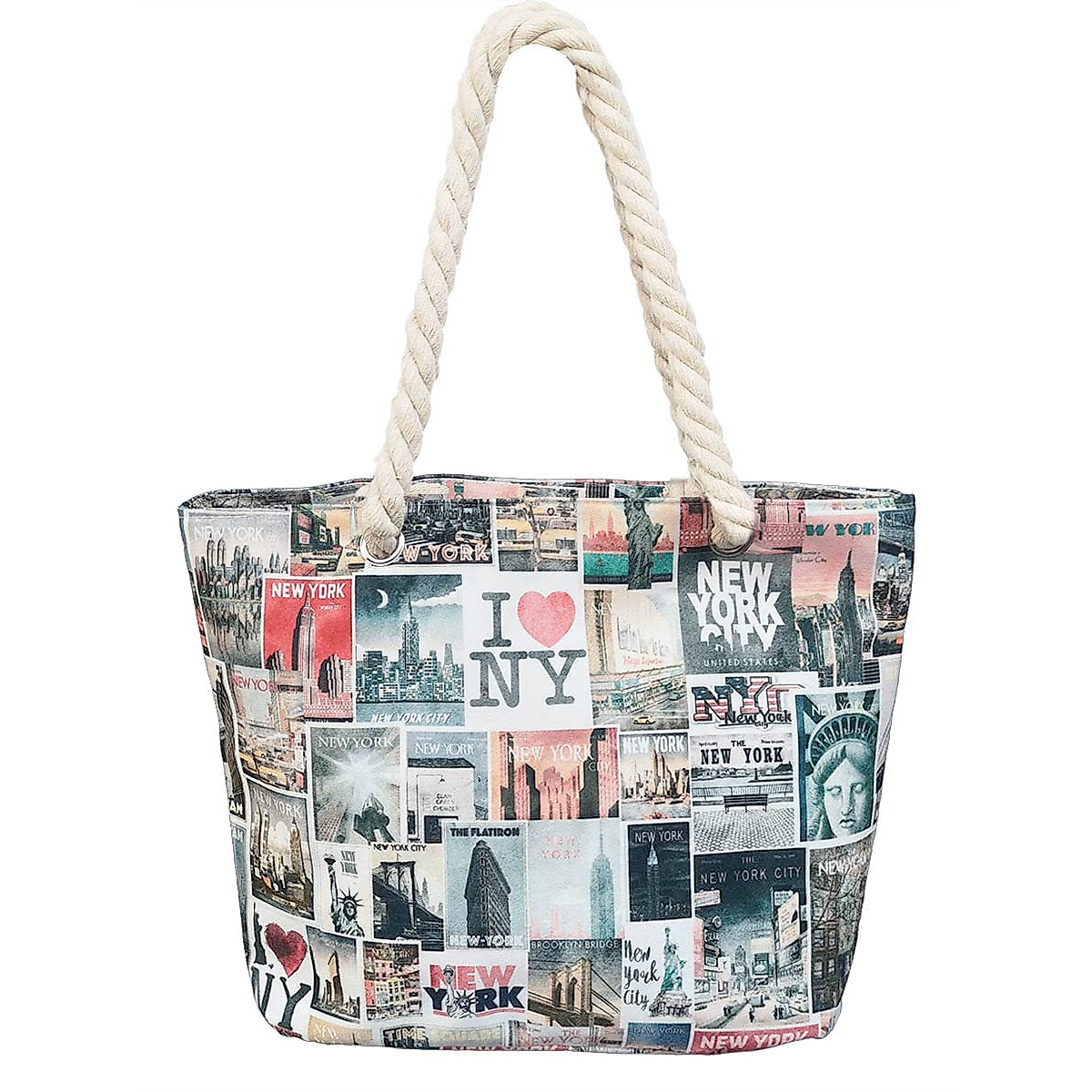 Sailman Canvas Tote Bag for Women, Shoulder Bag for Beach Travel Daily Bags (New York)