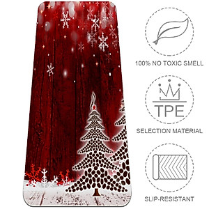 Yoga Mat, Yoga Mats for Home Workout, Workout Mat, Exercise Mats, Pilates Mat, christmas snowflake tree red pattern