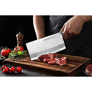 Meat cleaver, Little Cook 8 inch cleaver knife, Stainless steel butcher knife, Vegetable knife for Home Kitchen and Restaurant