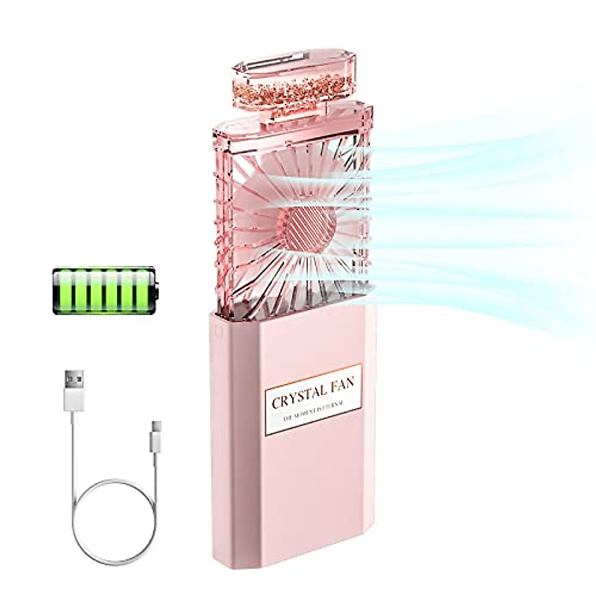 LIGHTDESIRE Lady USB Mini Handheld Fan with Fragrance, Rechargeable, Portable Small Personal Lash Fan with 3 Speed Modes for Travel, Camping, Office,Gift for Women, Girl(Pink)