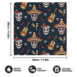 Lurnise Hand Towel Guitar Skull Hand Towels Dish Towel Lanyard Design for Bathroom Kitchen Sports