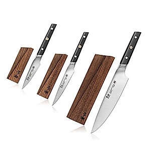 Cangshan TC Series 1021196 Swedish 14C28N Steel Forged 3-Piece Starter Knife Set with Wood Sheaths
