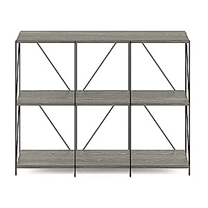 Furinno Besi 3 x 2 Industrial Multipurpose Shelf Display Rack with Metal Frame, Finn Oak