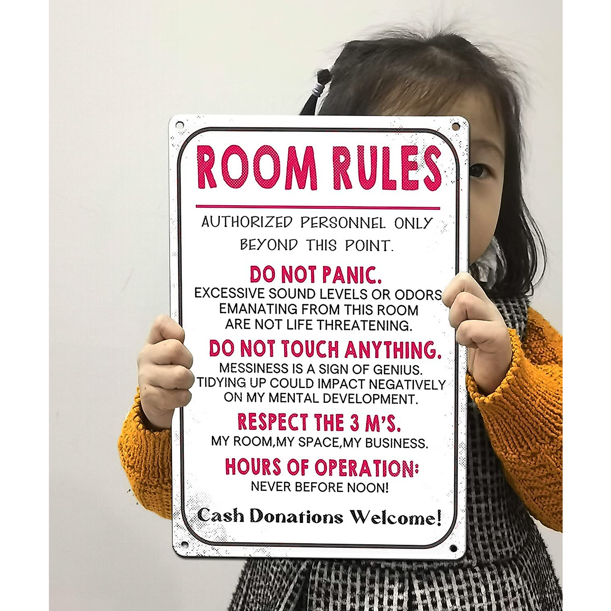 KONMPFEY Funny Room Rules For Teen Girls Trendy Stuff, Room Decor For Teen Girls And Teen Boy Cool Stuff Metal Tin Signs Man Cave Garage Bar12 X 8 In
