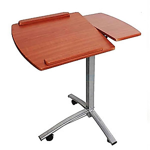 Lifting Computer Desk Mobile Standing Desk,Laptop Sit or Stand Desk on Wheels,Portable Workstation Coffee Breakfast Table Gaming Desk Adjustable Height PC Work Desk for Home Office Small Space,Brown