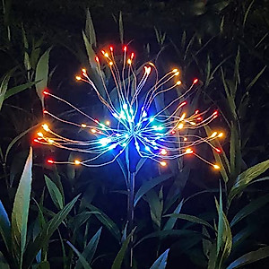 2 Pack Solar Garden Lights, Solar Firework Lights, Dengduoduo Solar Lights Outdoor Waterproof with 2 Lighting Modes, Landscape Light for Walkway, Garden, Patio, Yard, Flowerbed, Parties (Colorful)