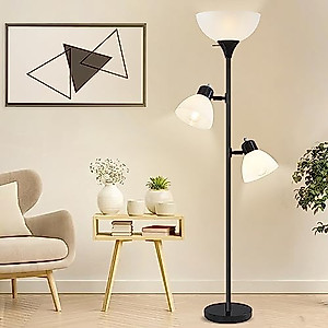 Luvkczc Torchiere Floor Lamps for Living Room with 3 Lamps, Tall Modern Standing Lamps, Industrial Bright Floor Lamp for Bedroom, Office, Dresser, 3 LED Bulbs Included