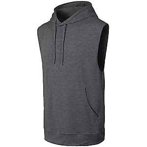 JC DISTRO Men's Soft Lightweight Hoodie Long Sleeve/Sleeveless Big CHARCOAL X-LARGE