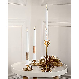 Viyffo 12 Inch White Taper Candles with Gold Leaf, Dripless Tapered Candle Up to 9 Hour+ Burning Time, Unscented and Smokeless Handmade Gift for Events, Dinner, Home Decor, Christmas, Advent