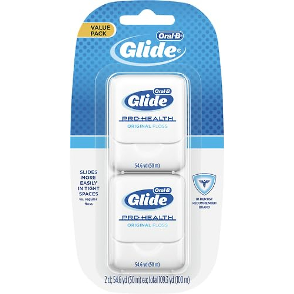Oral-B Glide Pro-Health Original Dental Floss, Smooth, Strong, Shred Resistant, Value 2 Pack (50m)