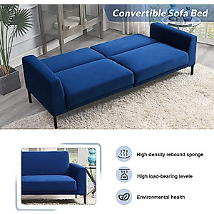 STP-Y Velvet Convertible Upholstered Convertible Folding Futon Couch Sofa Bed, Foldable Loveseat, Loveseats Furniture for Compact Small Space, Dorm, Living Room Apartment, Office