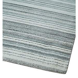 Artisan's Arc Striped Flatwoven Scandinavian Hand Made Blended Wool Area Rug, White, Silver and Gray, 8X10 | KE3810