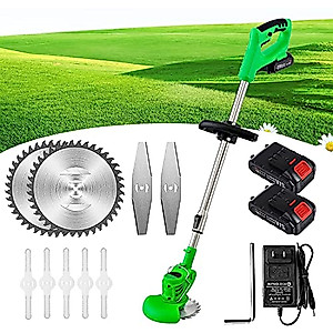 Lawn Mower Electric Lawn Mower 24 V Corded Brush Cutter to Remove Weeds from Trees and Flower beds Grass Cutting Machine for Agricultural Land Lawn Edging Tool (2 Batteries and 1 Charger GINOLEI