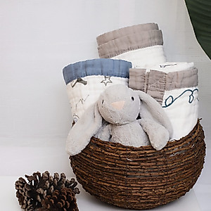 Gihims Baby Muslin Swaddle Blankets - Large Cotton Receiving Blanket Nursing Cover, Soft Kids Toddler Blanket for Boys & Girls, Lightweight, Breathable Baby Crib Blanket, 43.3x43.3