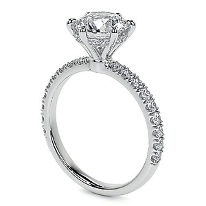 10K Solid White Gold Handmade Engagement Ring 3.00 CT Round Cut Moissanite Diamond Solitaire Wedding/Bridal Ring Set for Women/Her, Fancy Rings Gift for Her