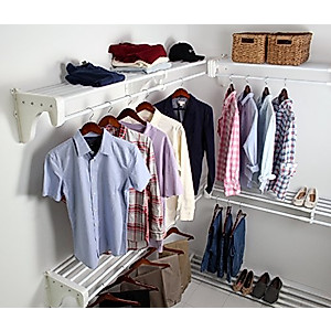 EZ Shelf EZS-K-SCRW72-5-4 Walk-in Closet Kit Hanging and Shelf Space, White