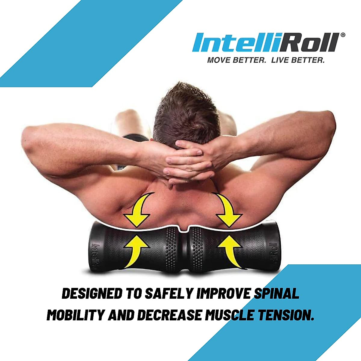 IntelliRoll Max Sport | Textured Extra Firm Density Foam Roller for Muscle Trigger Point Massage, Physical Therapy and Exercise | Advanced Roller Optimized for Neck & Spine, Relieve Back Muscle Pain