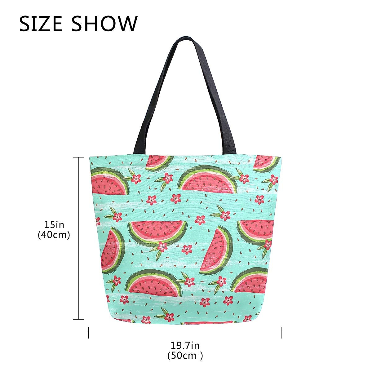 ALAZA Watermelon Pattern Blue Canvas Tote Bag Top Handle Purses Large Totes Reusable Handbags Cotton Shoulder Bags for Women Travel Work Shopping Grocery