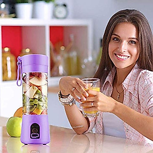 Aizbao Portable Blender, 380ml Six Blades 3D Juice cup, Small Fruit Mixer, Personal Mixer Fruit Rechargeable with USB, Mini Blender for Milk Shakes, Smoothie, Fruit Juice (Purple)