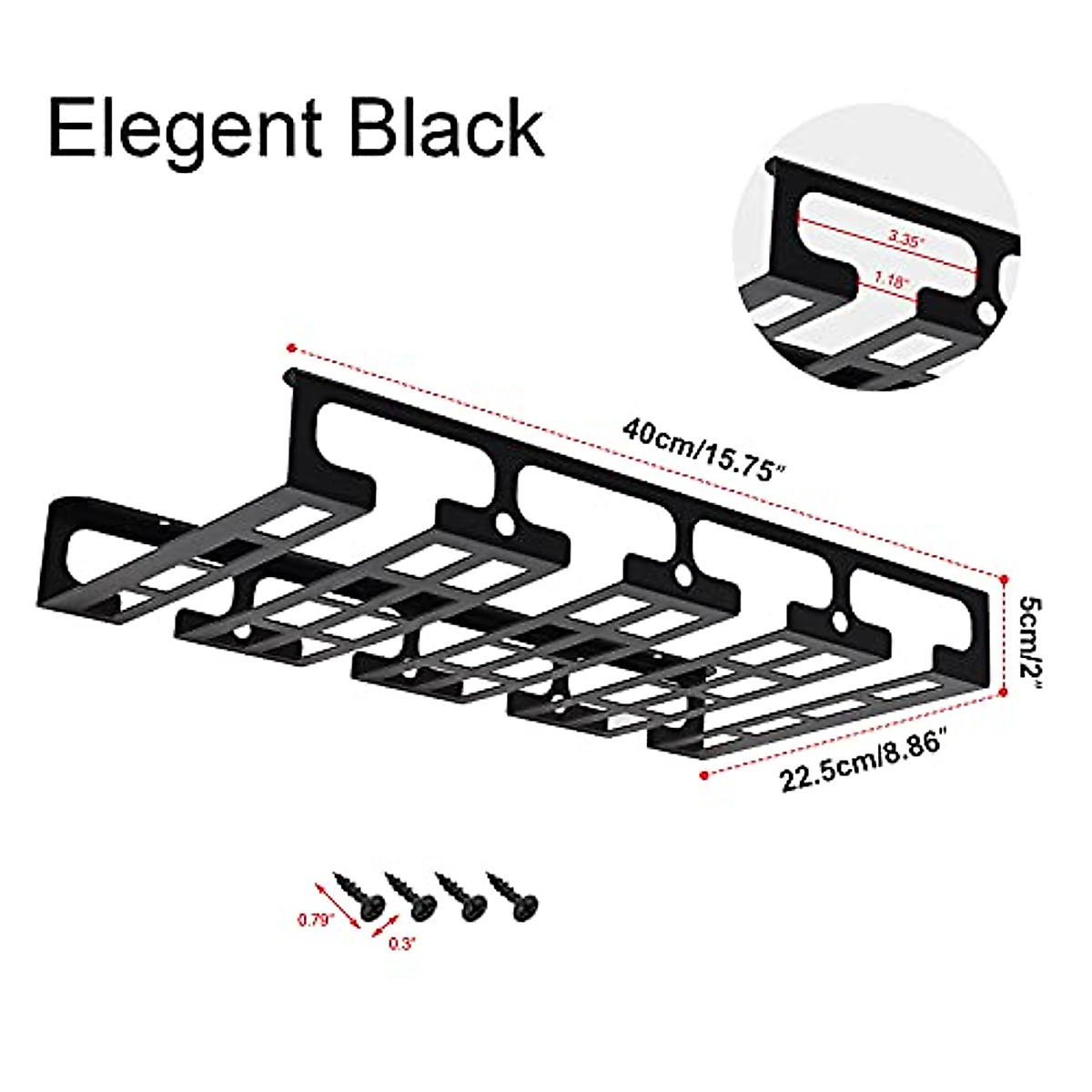 CUKE2BEET Wine Glass Rack Under Shelf, Wine Glasses Holder Under Cabinet Stemware Rack, Wine Glass Hanger Rack Wine Glass Drying Storage Hanger for Cabinet Kitchen Bar