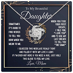 To My Daughter Necklace From Mom With Heartfelt Message & Elegant Box, Mother Daughter Necklace, Mother To Daughter Gifts From Mom, Birthday Gifts For Daughters Adult, Daughter Jewelry From Mom