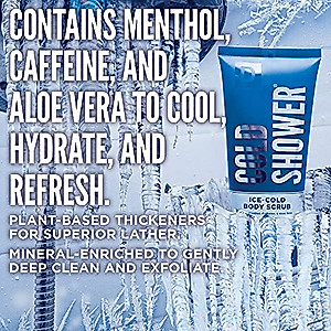 Duke Cannon Cold Shower Ice-Cold Body Scrub - 8oz Exfoliating Menthol & Caffeine Scrub with Aloe Vera, Plant-Based Thickeners, and Glycerin for Cooling Hydration