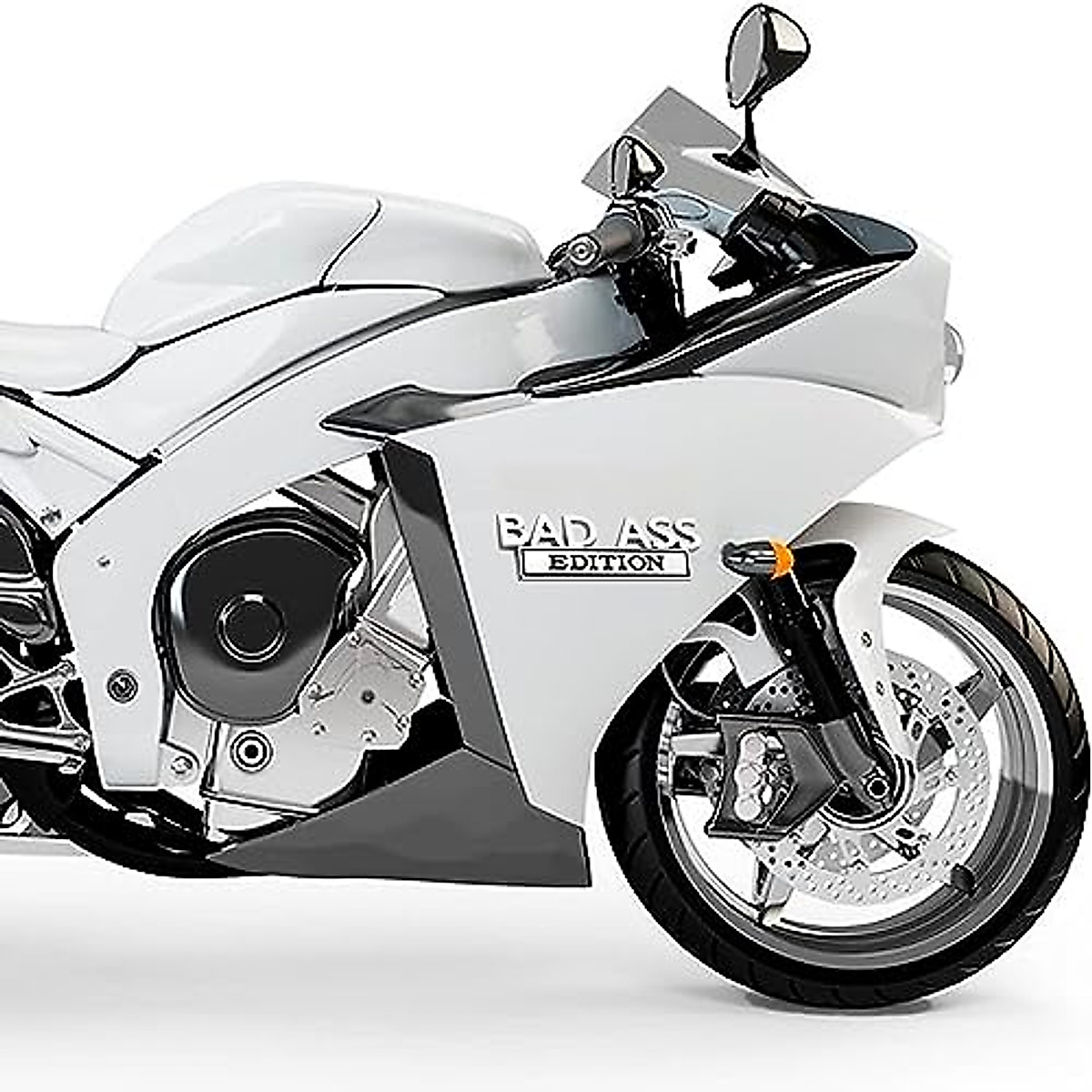 Crynod 1 PC Car Fender Badge Decal, 3.93" x 1.33" "Bad Ass Edition" Zinc Alloy Three-Dimensional Tailgate Front Grille Hood Decal, Retrofit Decorative Replacement, for Most Models (Silver & Black)