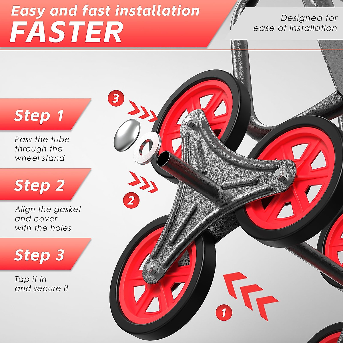 Teprovo Stair Climbing Hand Truck 440lb，Heavy Duty Dolly Cart for Stairs，Thickened Upgraded Steel Tube Folding Stair Climbing Trolley with Six Wheels and Telescoping Handle