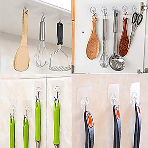 Adhesive Wall Hooks Bathroom Kitchen 24 Packs Heavy Duty 22lb(Max) Nail Free Sticky Hangers with Stainless Hooks Utility Towel Bath Ceiling Hooks