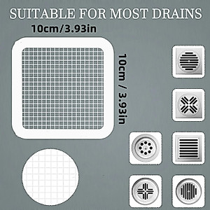 Shower Drain Hair Catcher Mesh Stickers - 2024 New Strong Adhesive Drain Cover Hair Collector, Disposable Shower Drain Hair Catcher Mesh Stickers for Bathtub Kitchen Sink (50PCS)