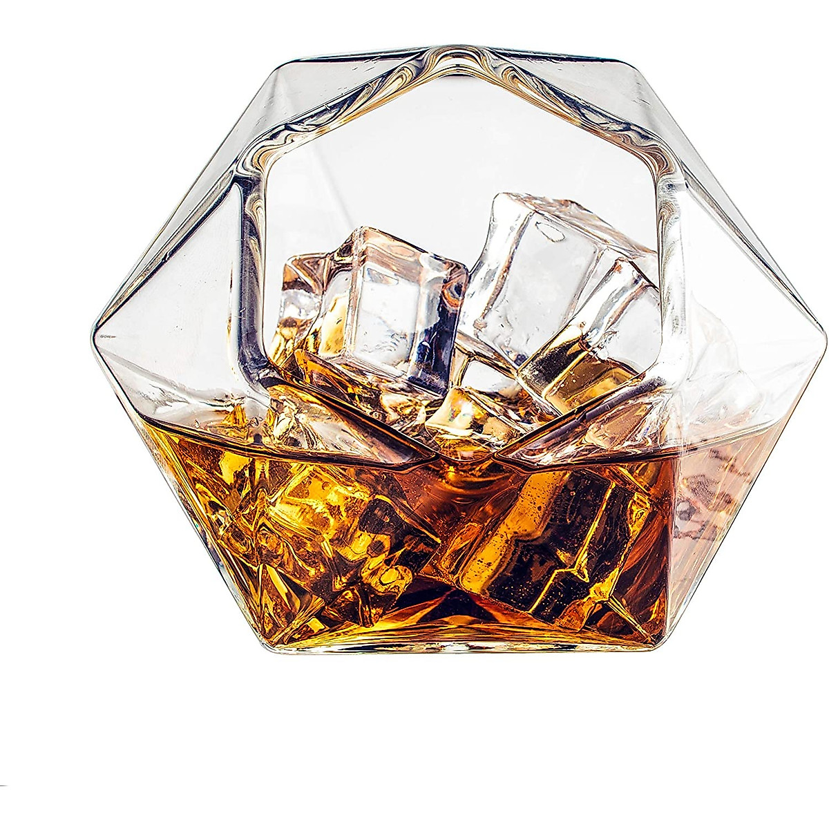 The Wine Savant Diamond Whiskey Glasses, Scotch, Bourbon or Wine Glasses, Set of 2 10 oz Old Fashion Elegant Spirits Glasses