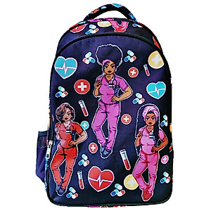 Reflections by Zana Cuties Backpack for African American Nurses, Students, And Healthcare Workers - Durable & High-Capacity Carry Laptops up to 17 Inches - Black