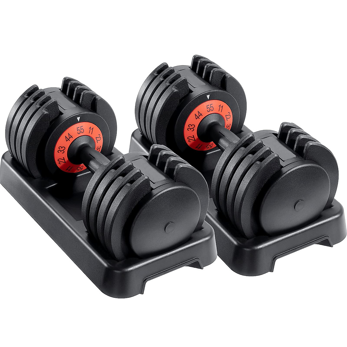 ACCPO Adjustable Dumbbells Set,55LB Single Dumbbell,Fast Adjustment Weight Dumbbell by Turning Handle,Strength Training Dumbbell with Tray Suitable for Men Women Full Body Exercise (55LBS)