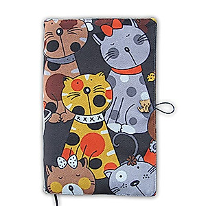 Fabric Book Sleeve Cover, Washable Novel Protector - Cats Design, Padded Book Protector for Adult, Planner Book Case, Hard Books Covers for Paperback 5.5 x 8.2 x 1.6 (Cats)