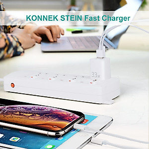 Konnek Stein USB C Fast Charger 33W, Type C Charger Block, Dual Port PD 3.0 Fast Charger Compatible with iPhone 13/13 Mini/13 Pro Max/12/11 Pro Max/XS, iPad Mini/Pro,White,TF2002
