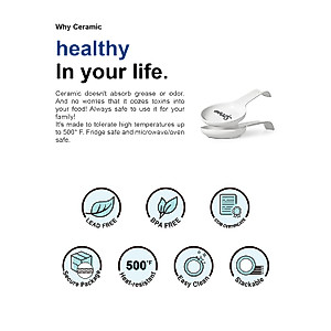 LE TAUCI Spoon Rest, Ceramic Spoon Rest for Stove Top, Spoon Rest for Kitchen Counter, Modern Farmhouse Kitchen Spoon Holder, Heat-Resistant Cooking Utensil Rest, Set of 2, White