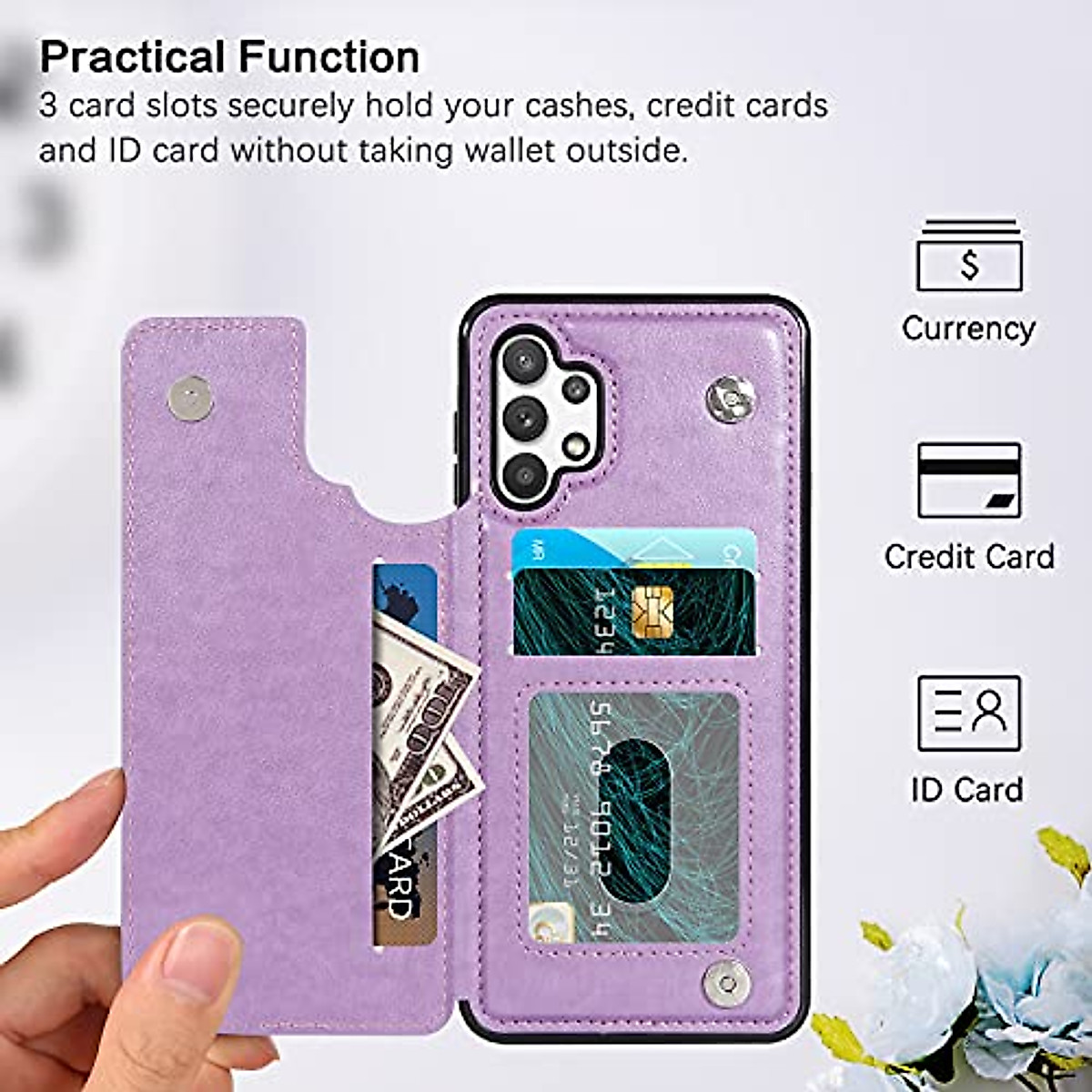 BENTOBEN Samsung Galaxy A32 5G Wallet Case, PU Leather Heavy Duty Rugged Shockproof Protective Cases with Card Slots Cash Holder Phone Case for Samsung Galaxy A32 5G 6.5 Inch 2021, Purple