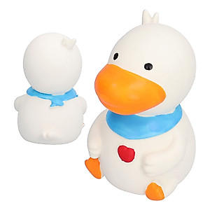 Dog Squeak Toy, Latex Chicken Dog Toys Interactive Funny Relieve Boredom Dog Chew Toy, Cartoon Duck Shaped Dog Toy Enhanced Interaction for Anxiety & Boredom Relief for Medium Large Dogs(White)