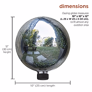 Alpine Corporation GLB292SL Gazing Globe, 10" L x 10" W x 12" H, Silver