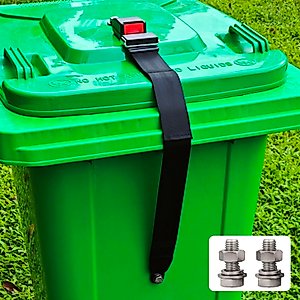 JFOMOYGI 1 PC Buckle Type Trash Can Locks for Animals Semi-Automatic,Trash Can Lid Lock,Universal Trash Can Lock Belt,Garbage Trash Can Lid Locks for Raccoon,Easy Single Hand Release