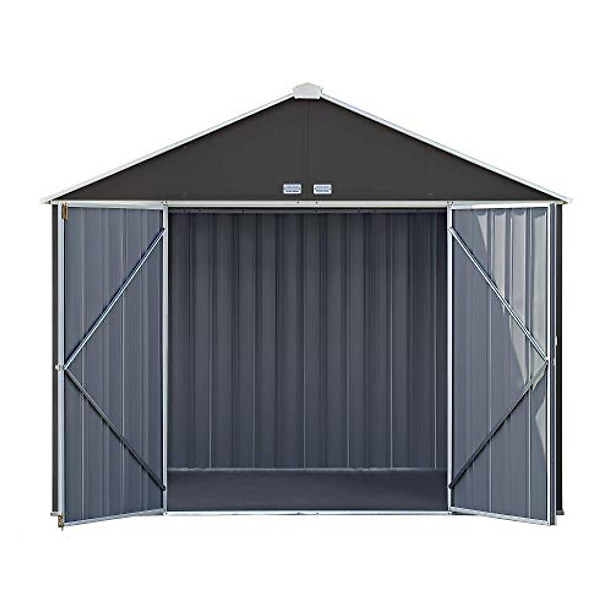 Arrow 10' x 8' EZEE Shed Charcoal with Cream Trim Extra High Gable Steel Storage Shed