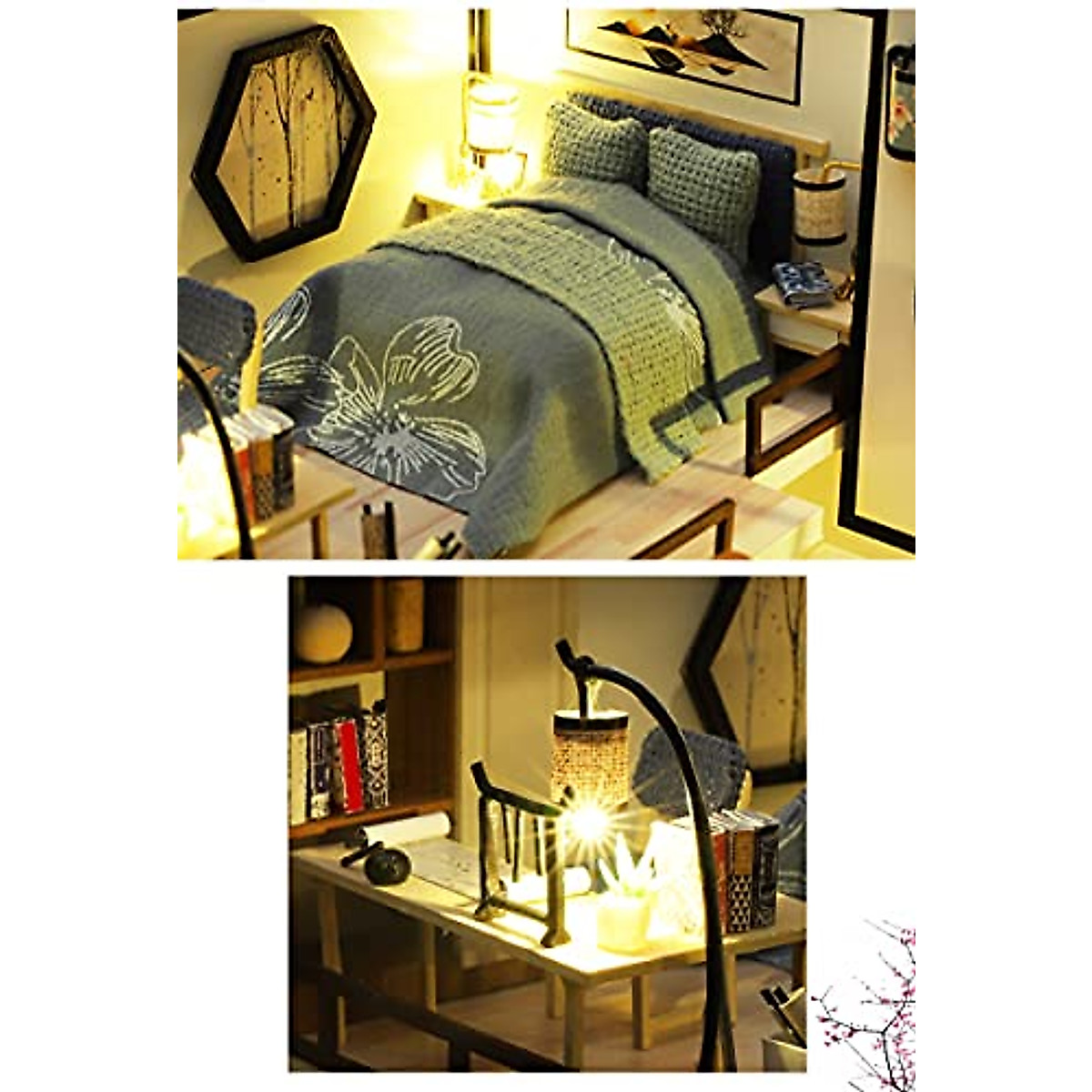 Kisoy Dollhouse Miniature with Furniture Kit, Handmade Chinese Style Loft DIY House Model for Teens Adult Gift (Bamboo Fragrance)