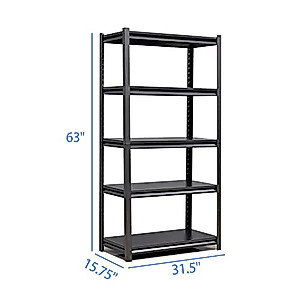 FRITHJILL 5 -Tier Adjustable Heavy Duty Metal Garage Shelving, Multipurpose Storage Shelf Unit Organizer, Black