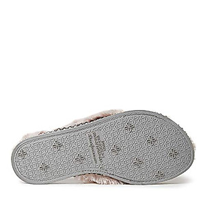 Dearfoams womens Marie Furry Thong Slipper, Dusty Pink, Large US